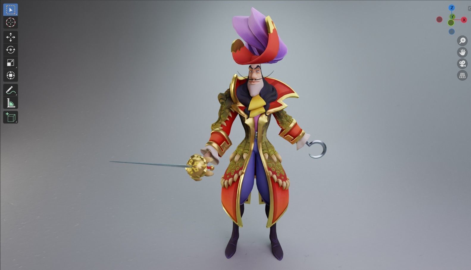 Captain Hook rigged 3D model rigged | CGTrader