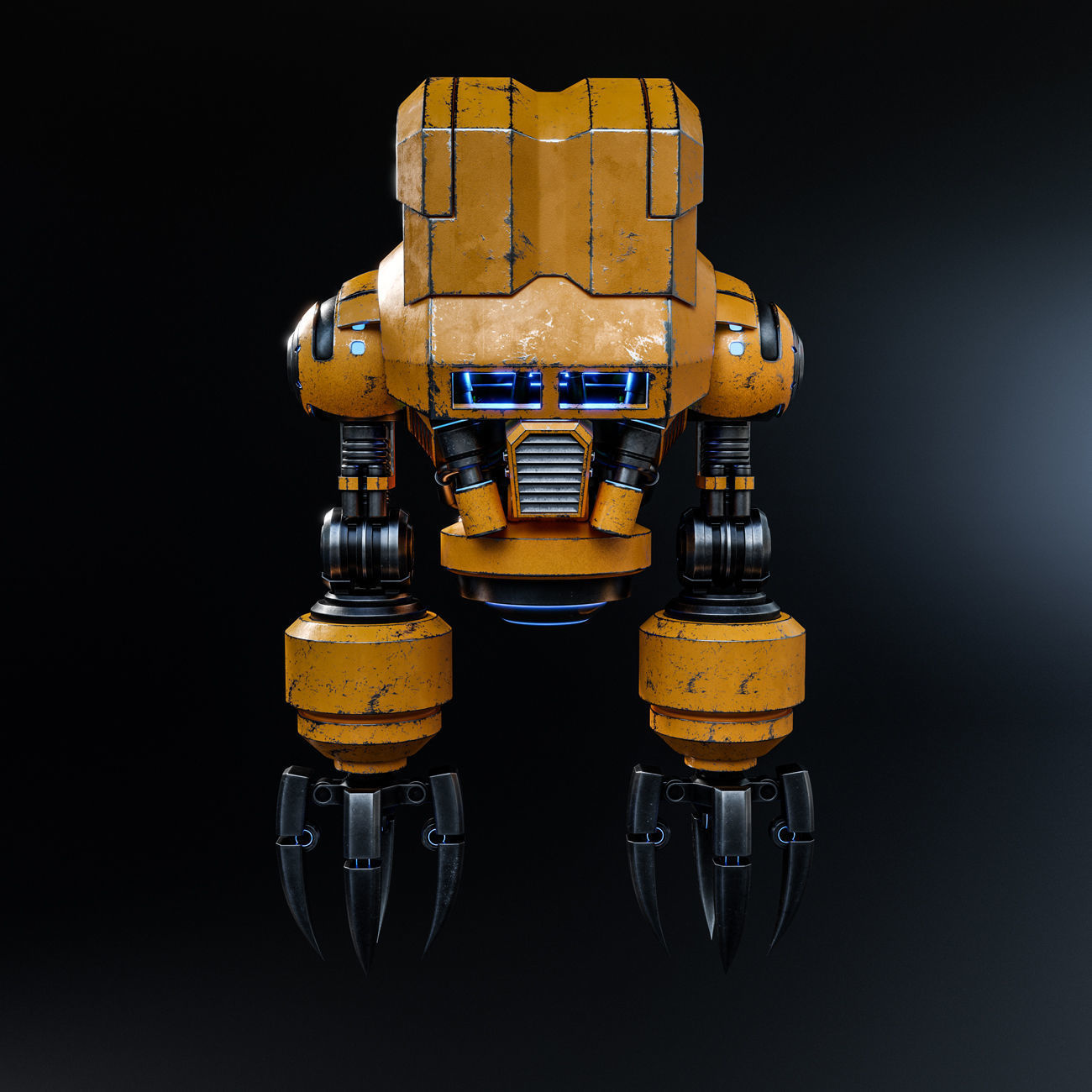 Cute Space Robot Rigged G-58 Yellow 3D model rigged | CGTrader