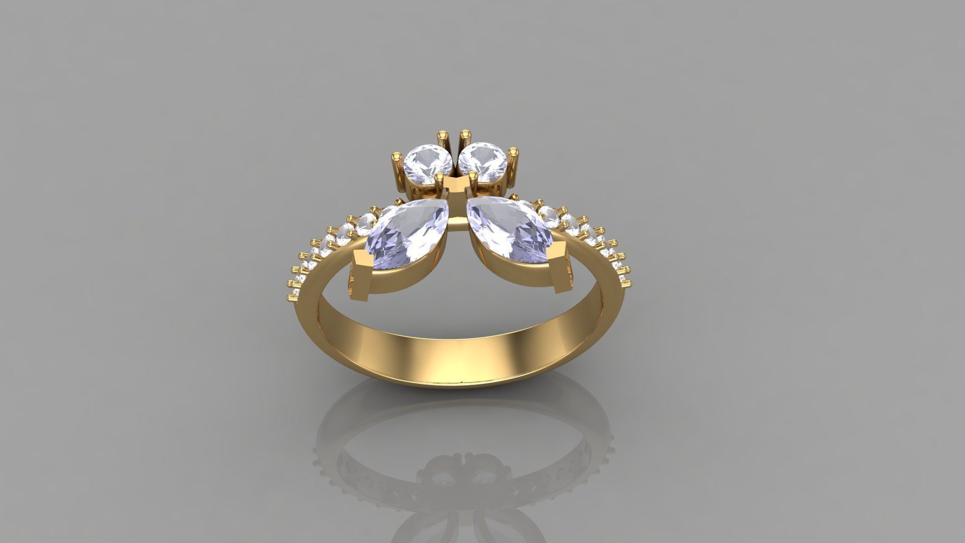 Butterfly Ring Solitair diamond ring cad file 3d 3D model | CGTrader