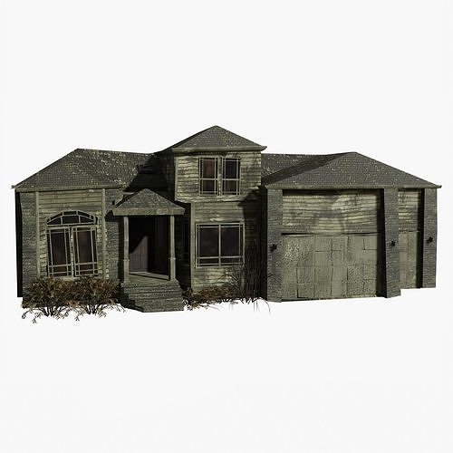 3D model Abandoned old house - realistic low poly A-1 VR / AR / low ...