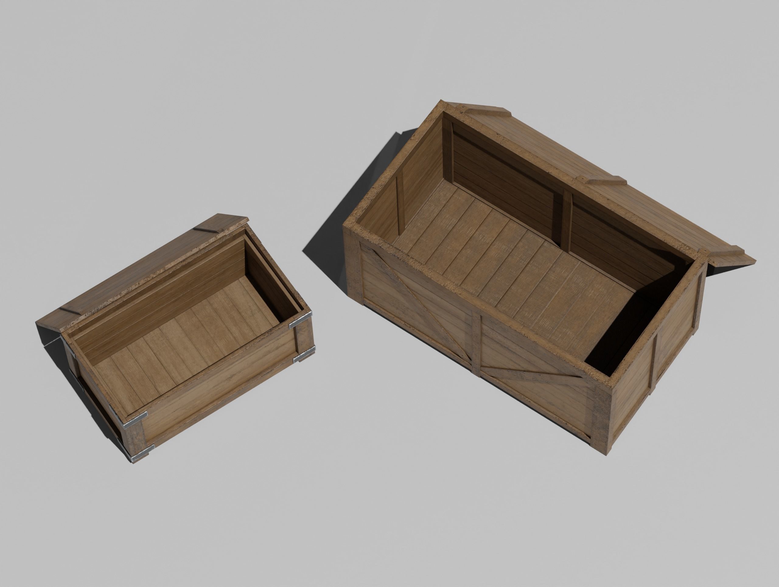 3D model LowPoly PBR 35 Wooden Crate Barrel props Pack 3D Models VR ...