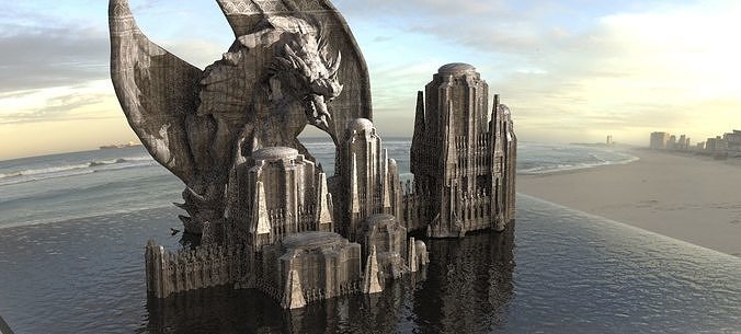 Desert Alien Monoliths Ruin mega structure 8 3D model | CGTrader