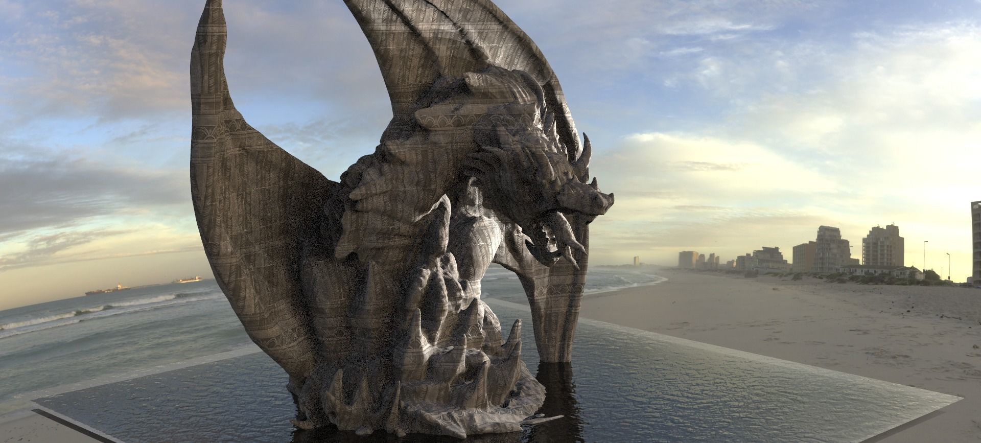 Dragon Monolith statue 2 3D model | CGTrader