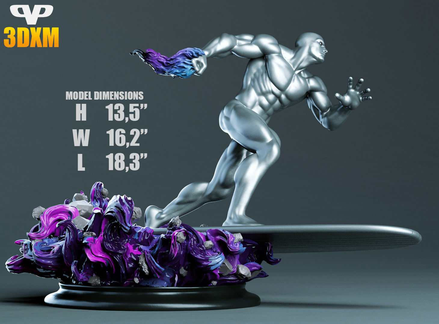 Silver Surfer STL for 3D Printing ChibiSTL 3DXM 3D model 3D printable ...
