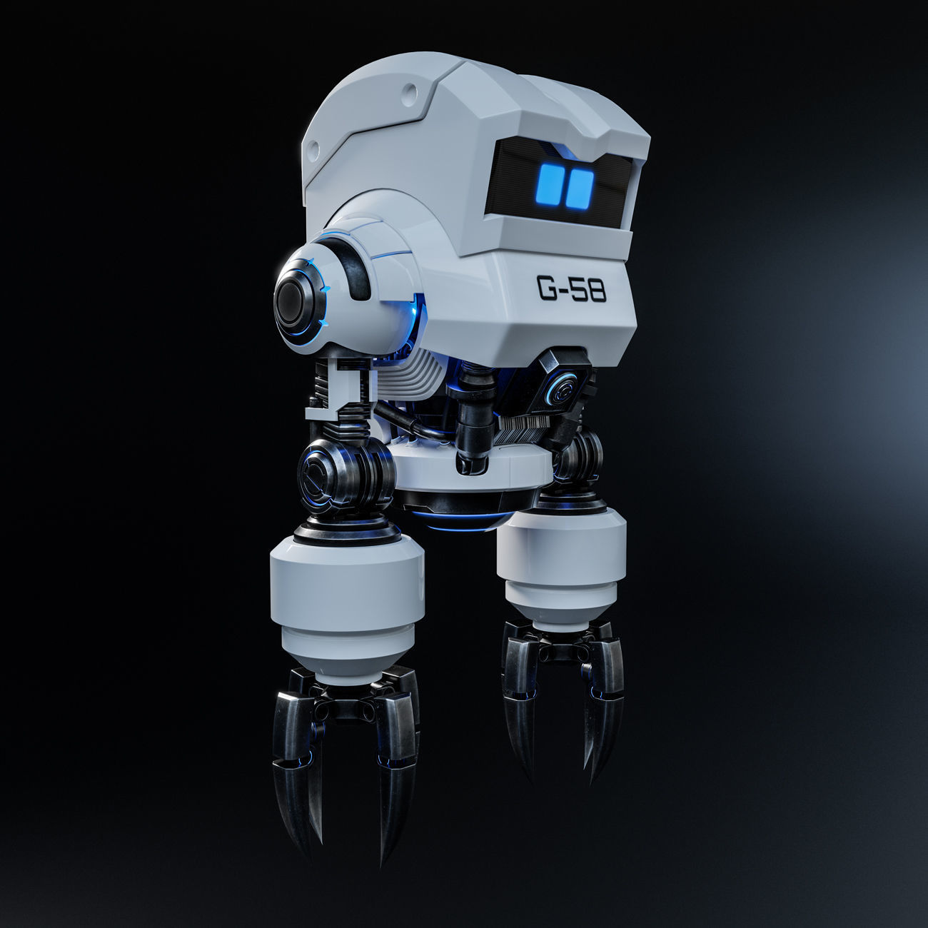 Cute Space Robot Rigged G-58 White 3D model rigged | CGTrader