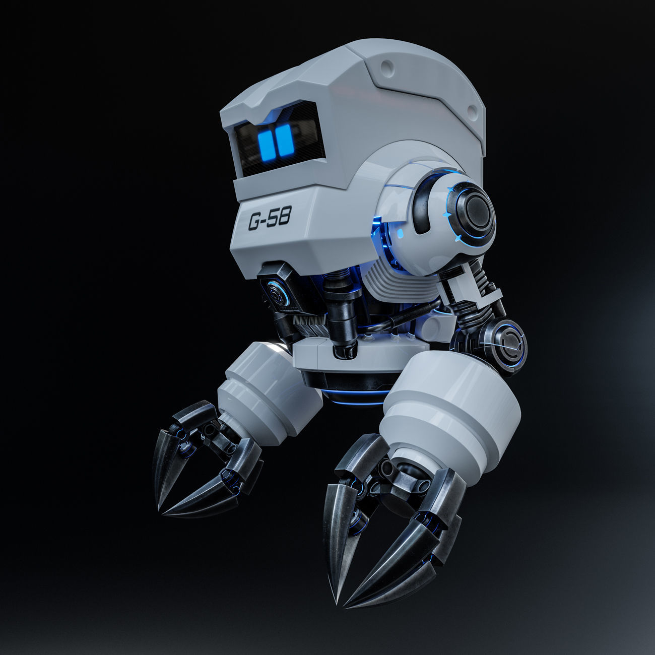 Cute Space Robot Rigged G-58 White 3D model rigged | CGTrader