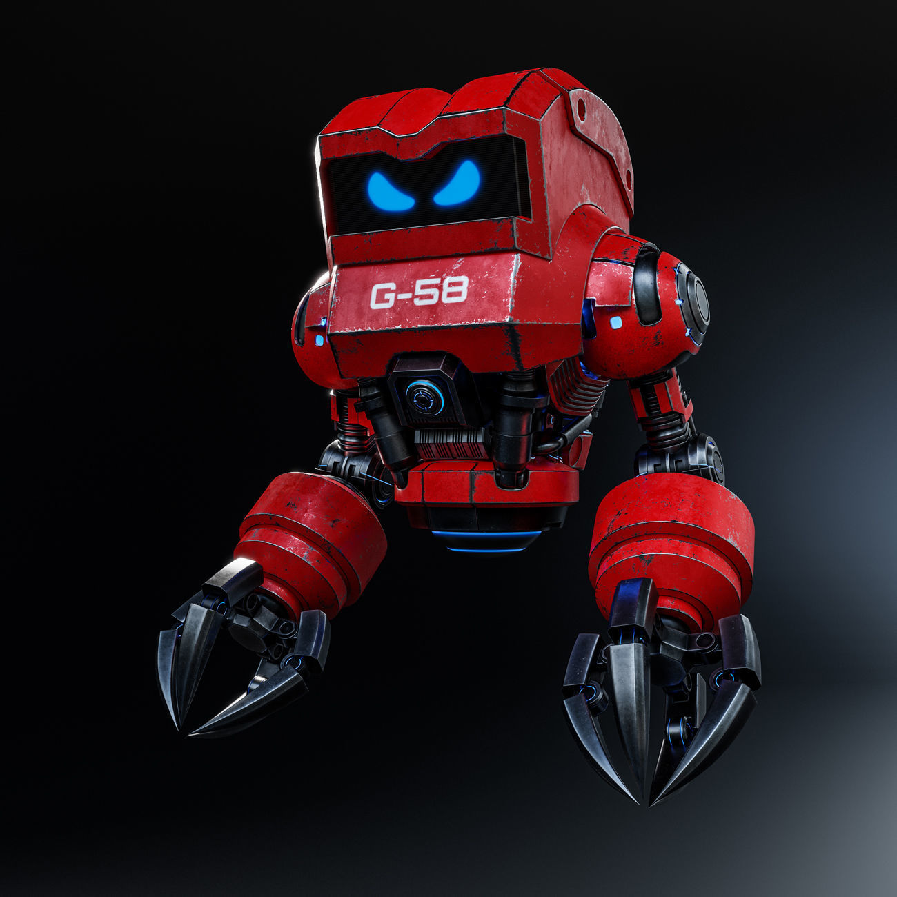 Cute Space Robot Rigged G-58 Red 3D model rigged | CGTrader