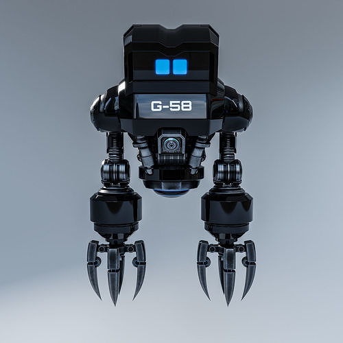 Cute Space Robot Rigged G-58 Black 3D model rigged | CGTrader