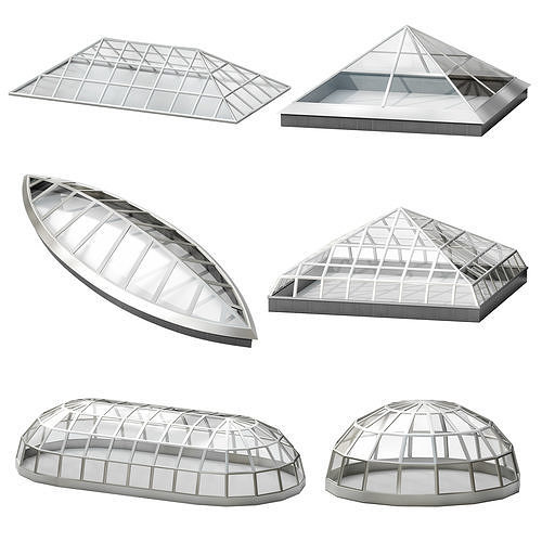 Clerestory glass roof domes 3D model | CGTrader