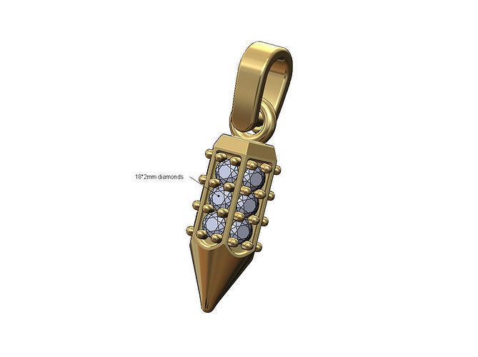 Diamond pencil pendant bail and charm 3D model 3D printable | CGTrader