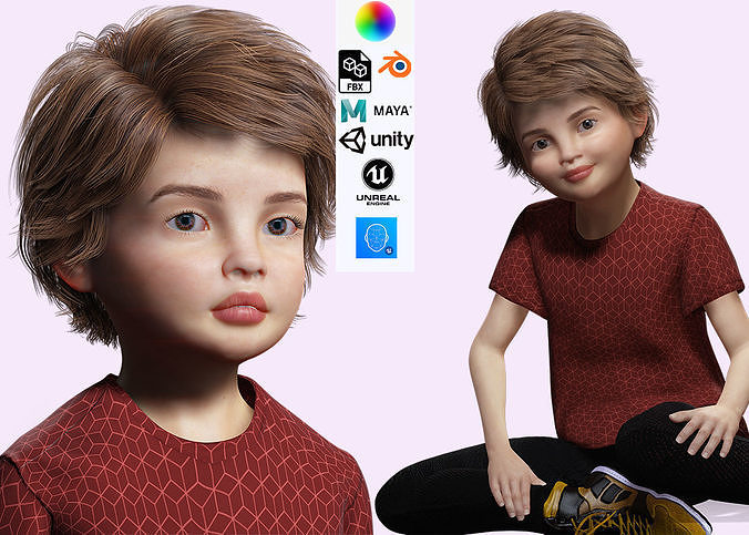 3D model Realistic girl brown Ready VR / AR / low-poly | CGTrader