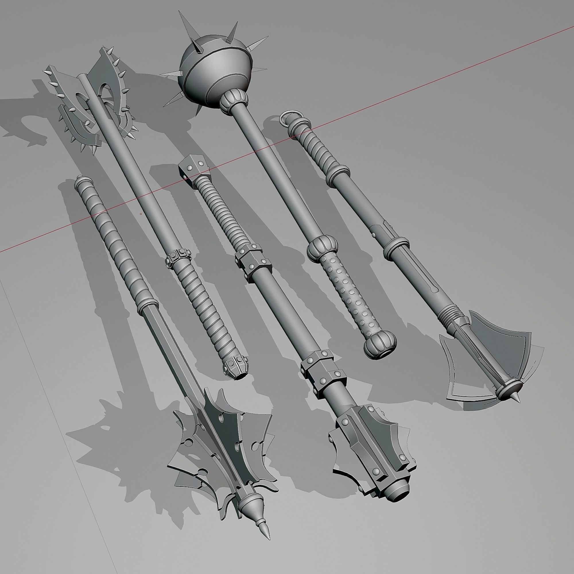 3D model Set of five maces VR / AR / low-poly | CGTrader