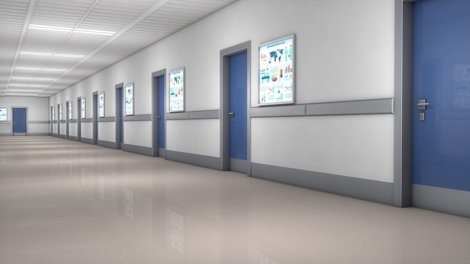 Hospital Hallway Corridor 3D model | CGTrader