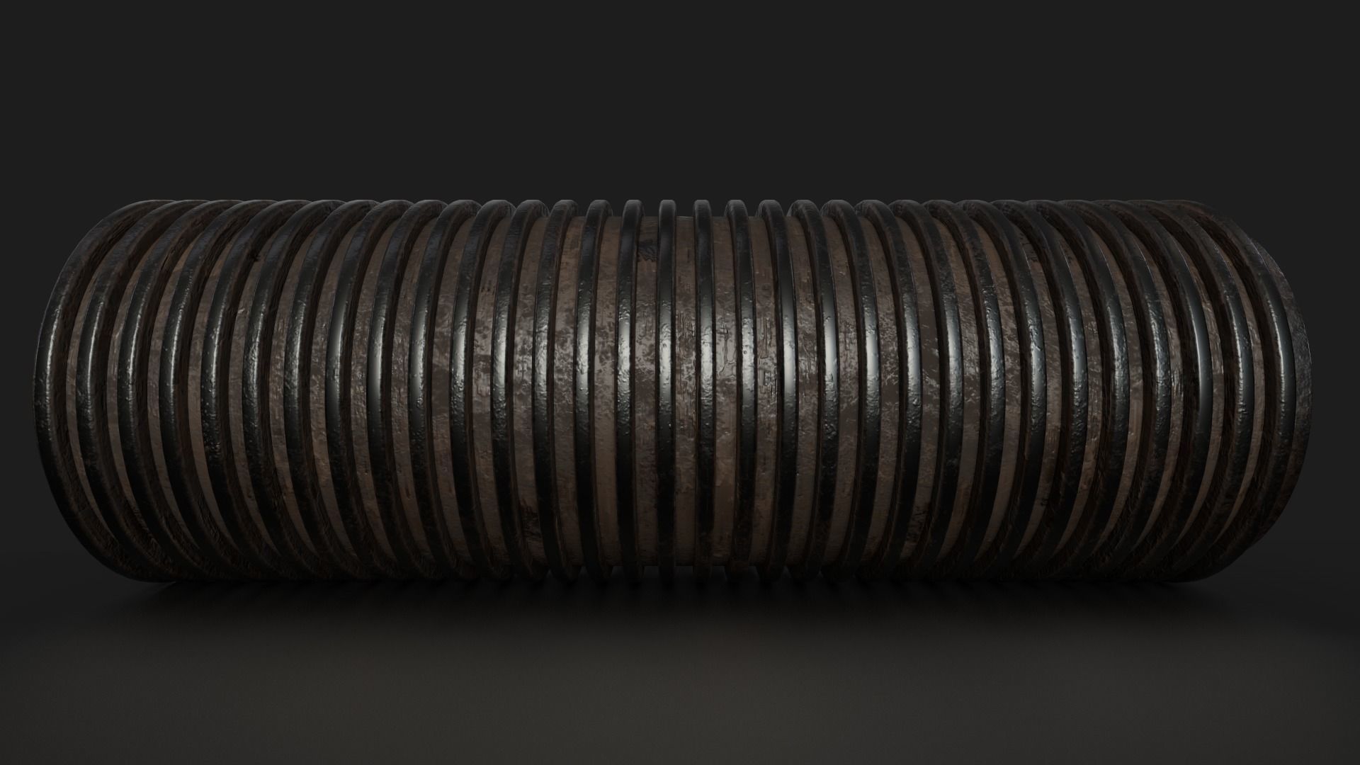 4 Foot by 1 Foot Black Corrugated Tube free 3D model | CGTrader