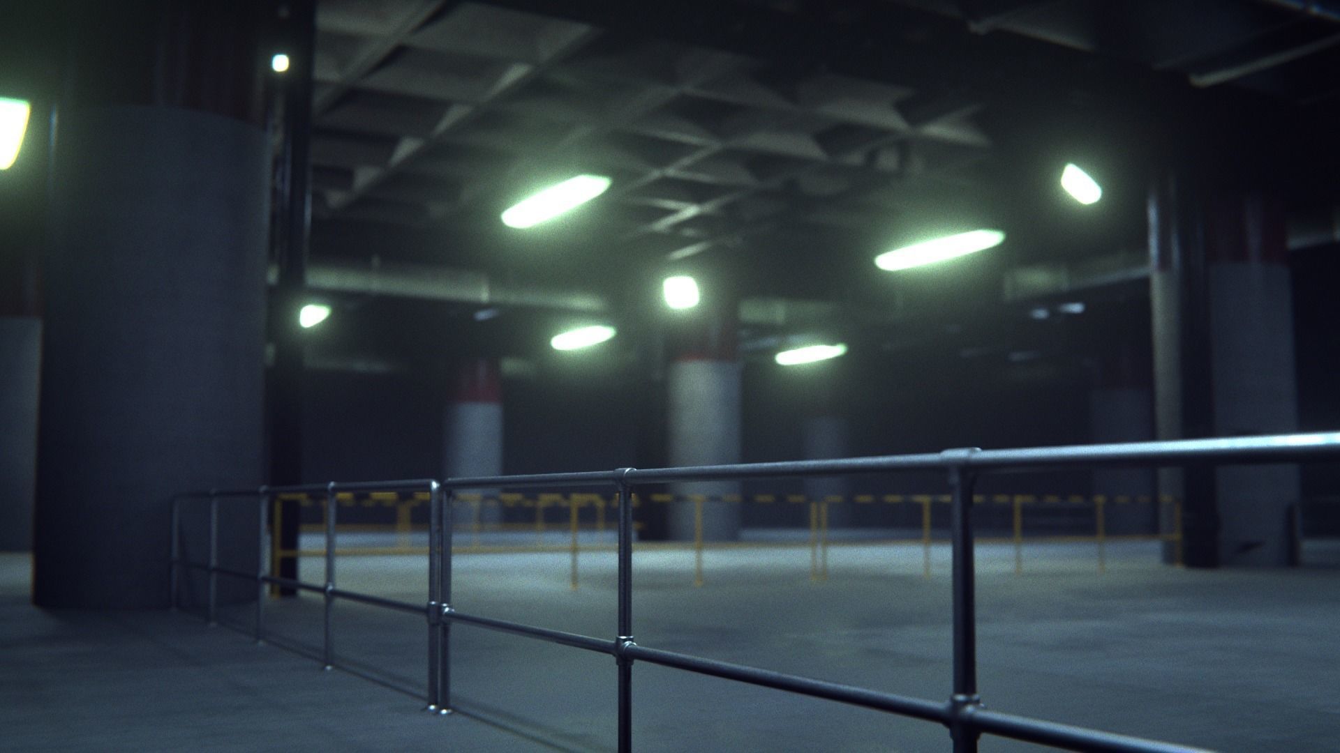 3D Render of Basement Underground Parking Area 3D model | CGTrader