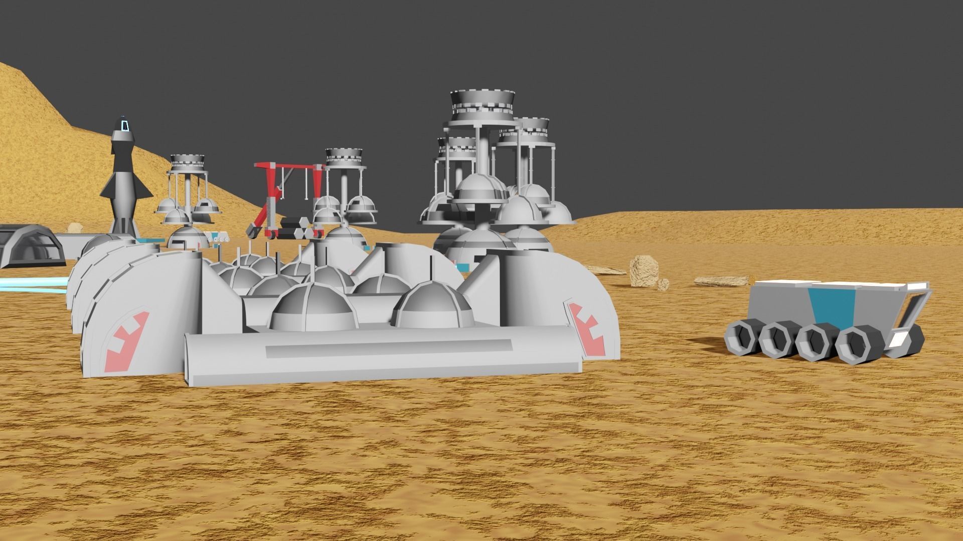 3D model The mars base project pack low-poly 3D model VR / AR / low ...