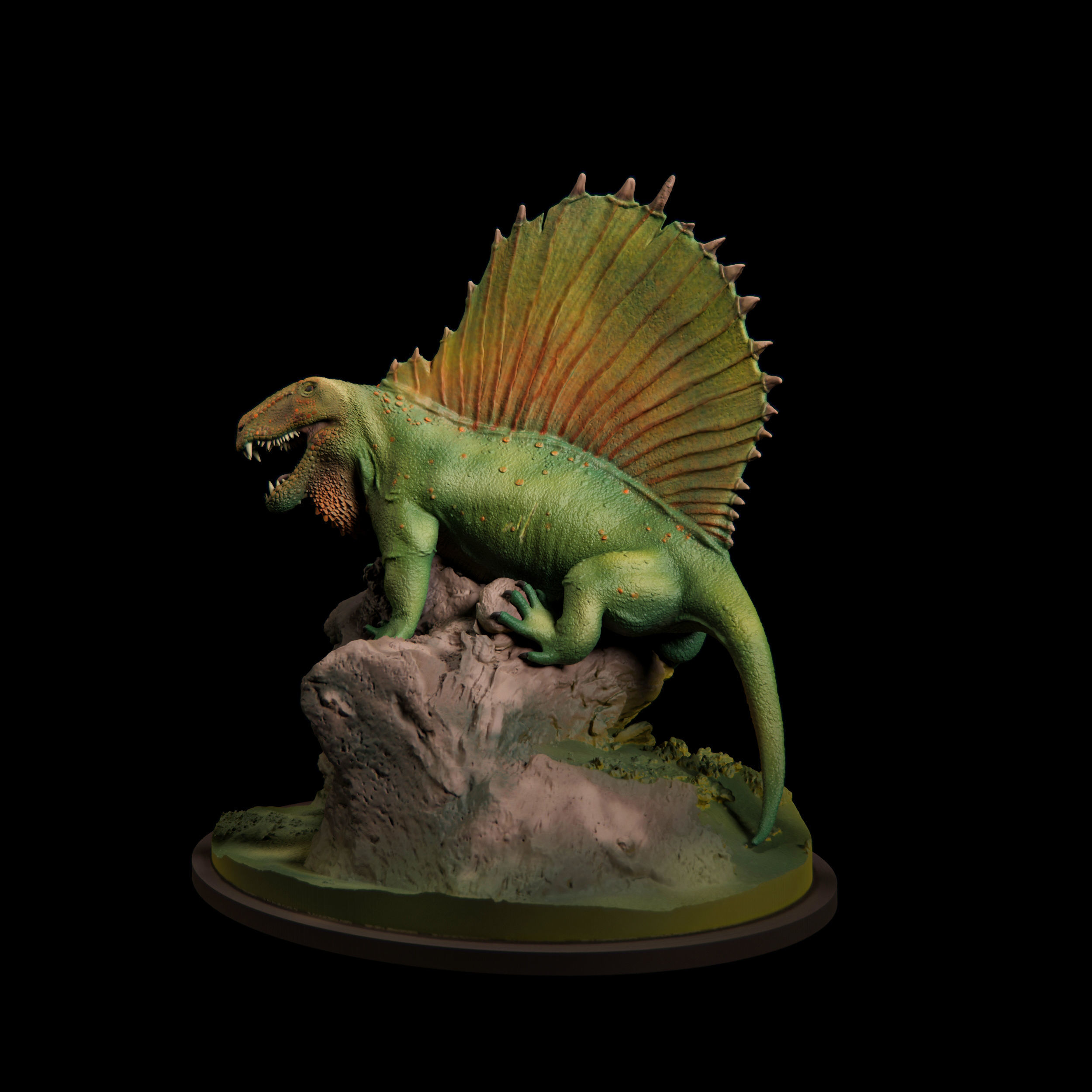 Dimetrodon on a rock - pre-supported 3D model 3D printable | CGTrader