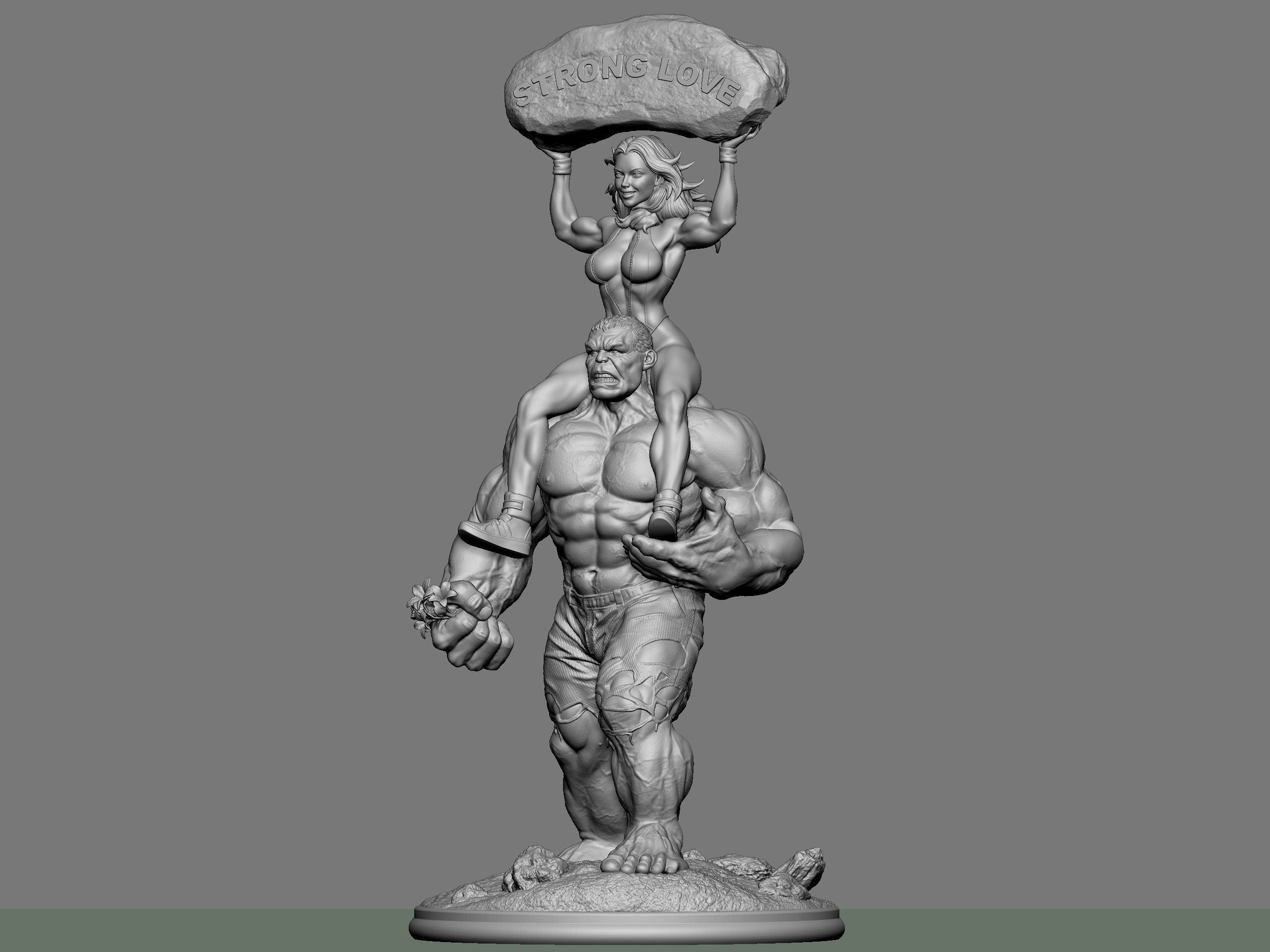 Hulk with She-hulk 3D model 3D printable | CGTrader