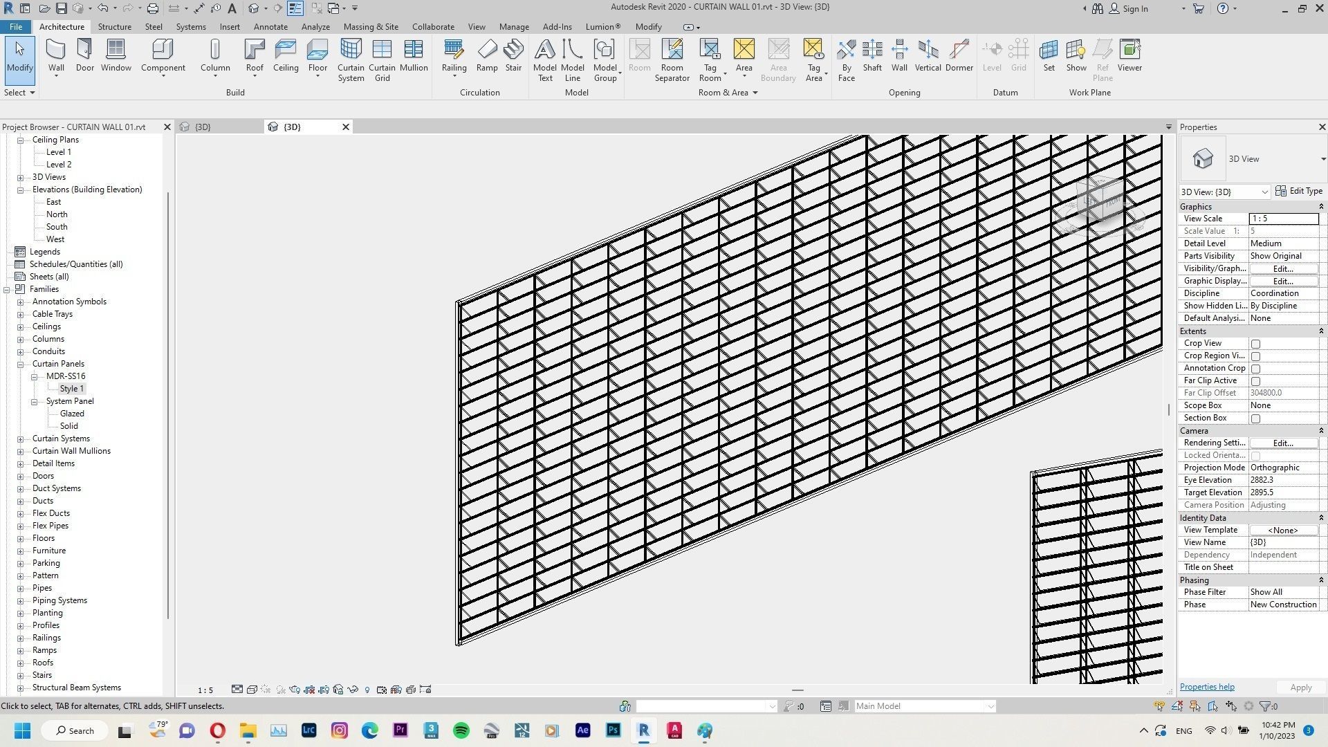 curtain wall revit family - wooden sun shading 3D model | CGTrader