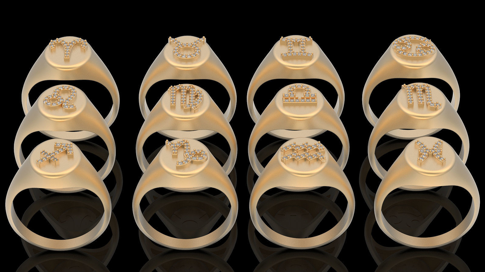 Zodiac sign rings silver gold printable jewelry 3D model 3D model 3D ...