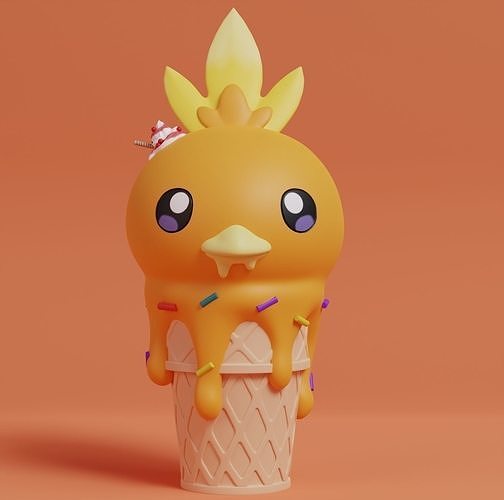 Pokemon - Ice Cream Torchic 3D model 3D printable | CGTrader