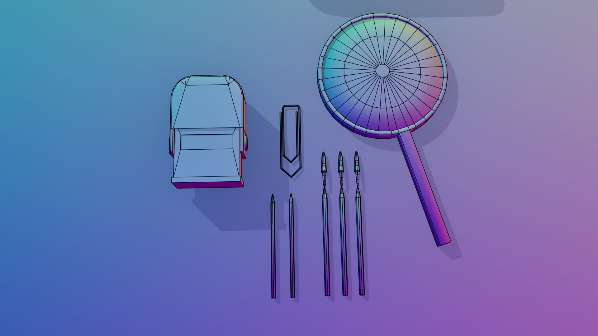 3D model Pack table with objects - low poly VR / AR / low-poly | CGTrader