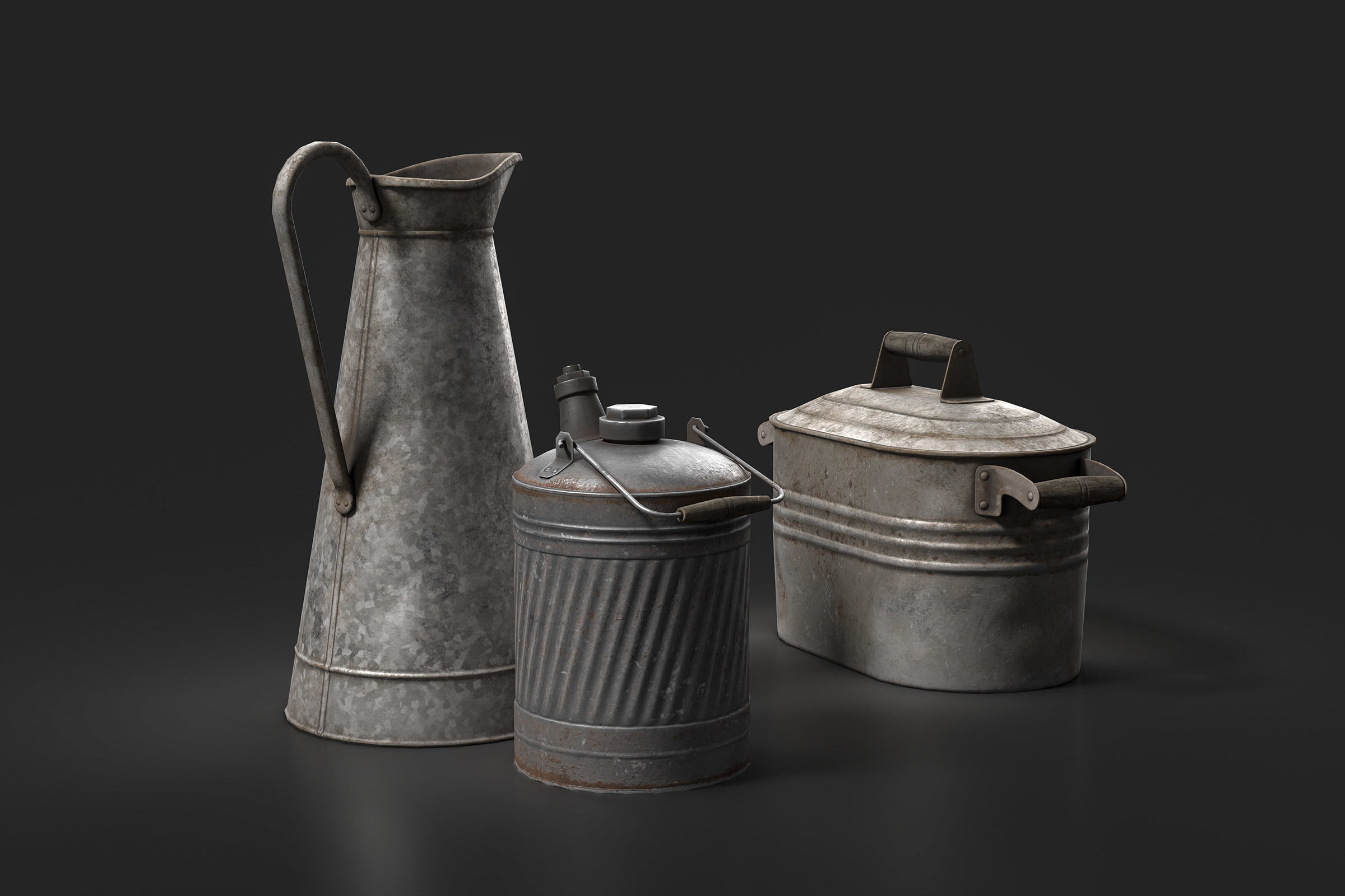 3D model Antique metal containers set VR / AR / low-poly | CGTrader