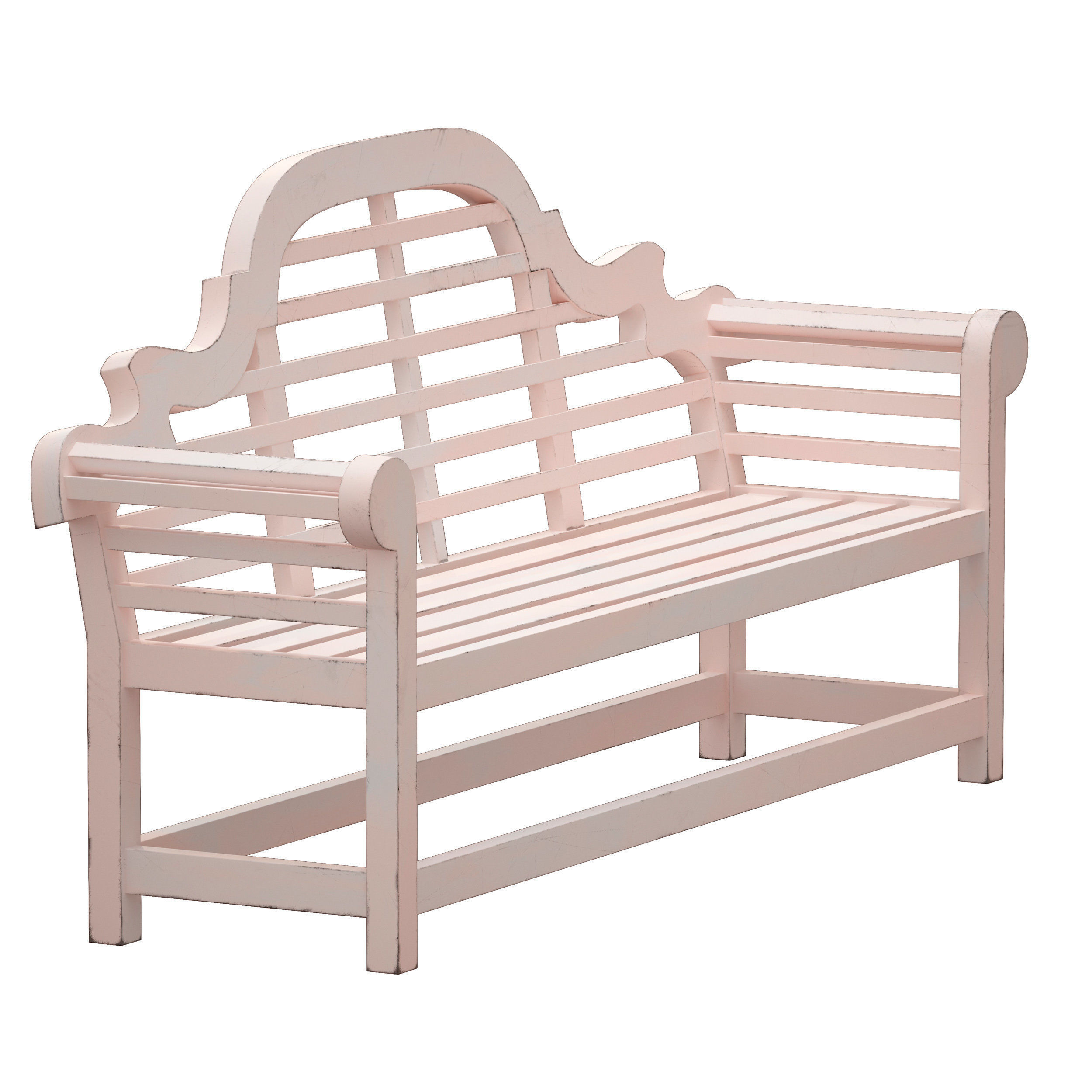 White park bench with backrest 3D model | CGTrader