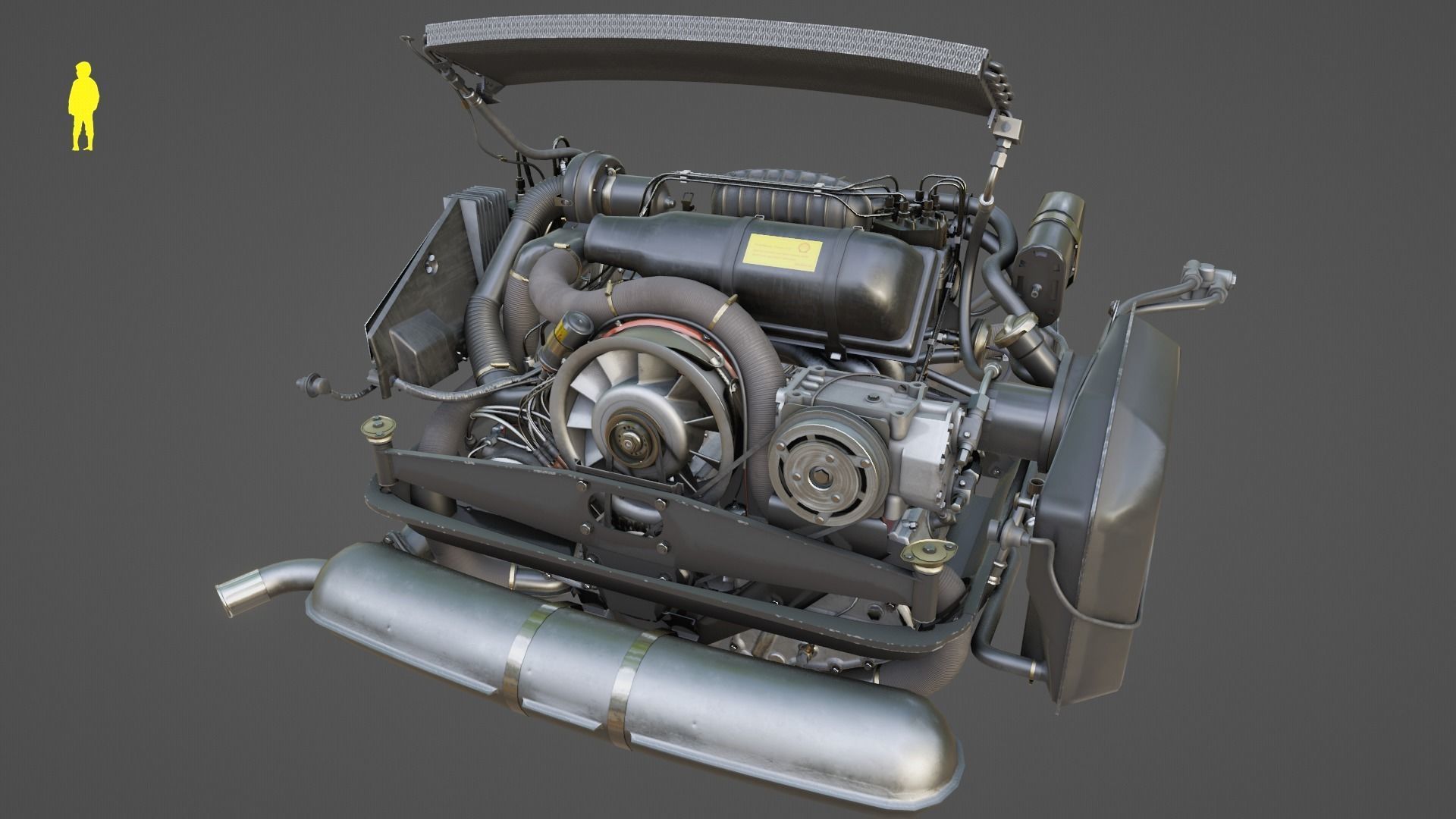 3D model Porsche 911SC Engine with 915 Gearbox VR / AR / low-poly ...