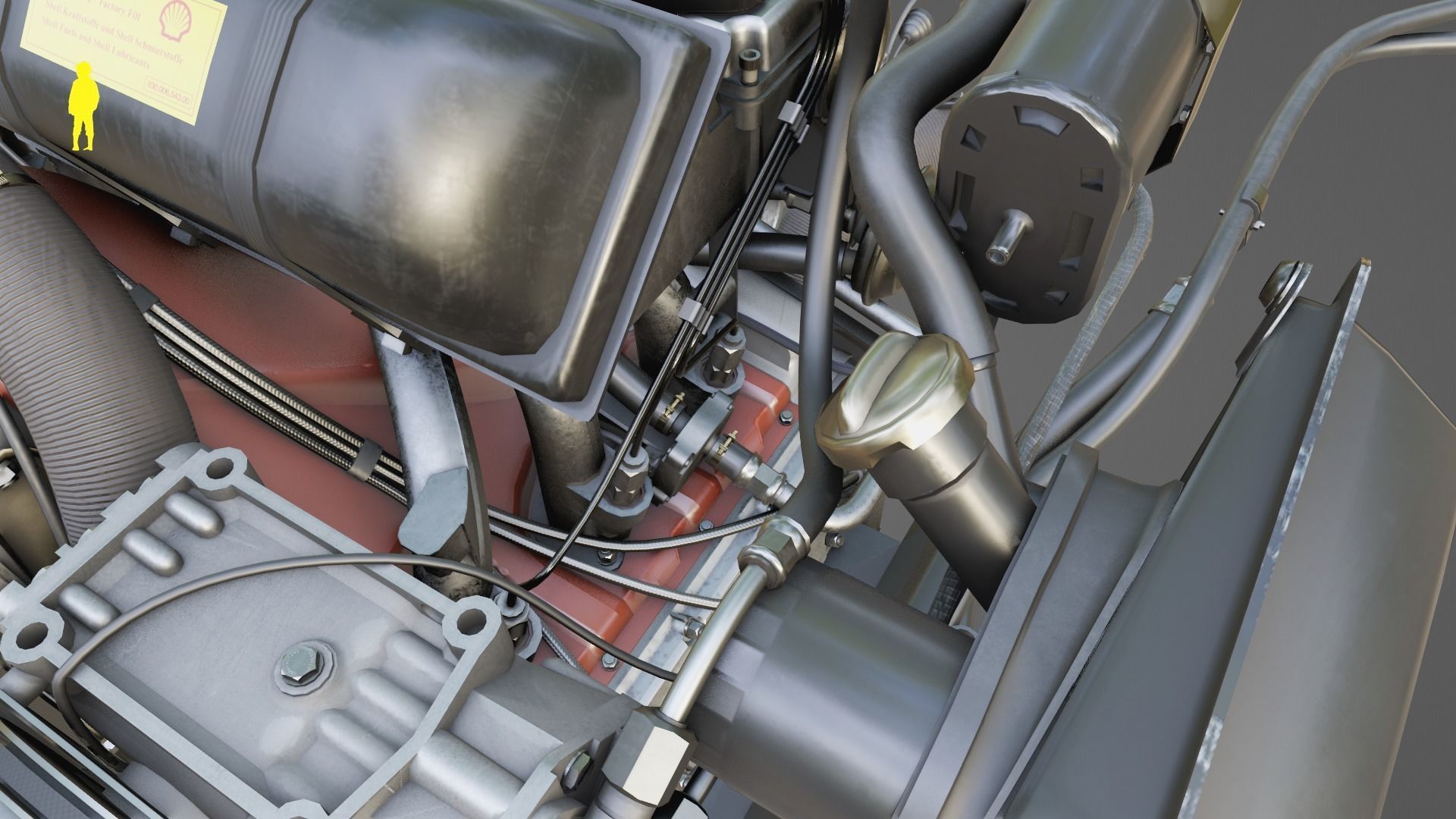 3D model Porsche 911SC Engine with 915 Gearbox VR / AR / low-poly ...