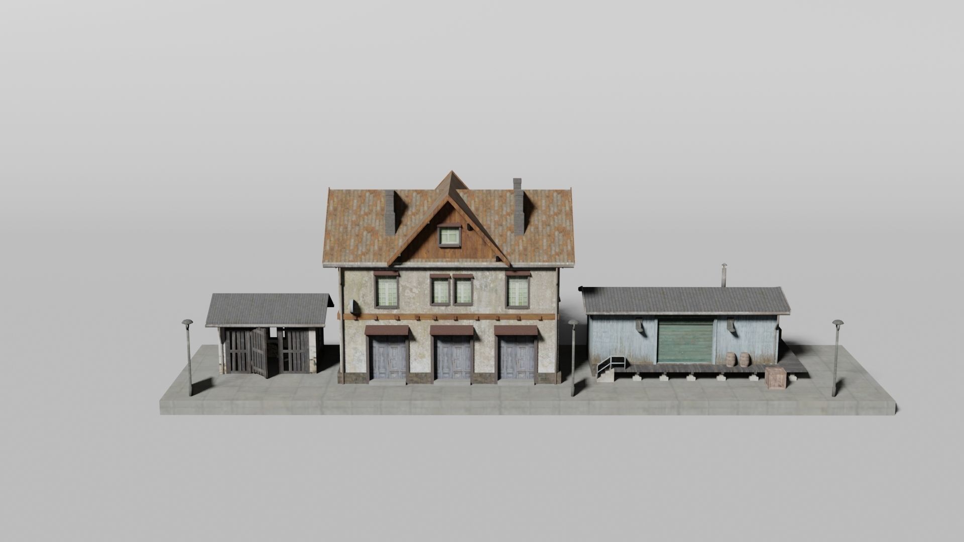 Old German rural railway station 3D model | CGTrader