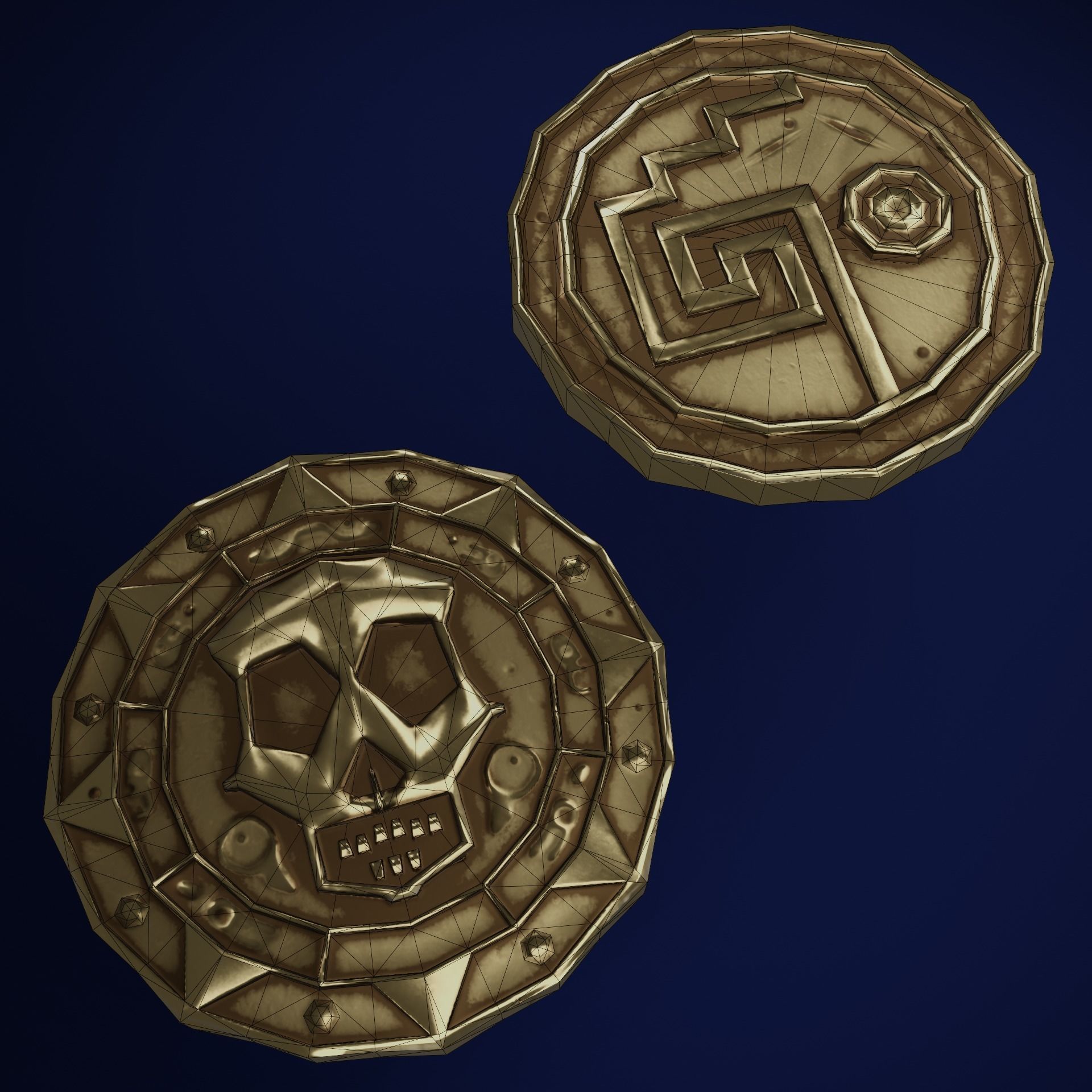 3D model The cursed gold coin PBR low-poly game ready VR / AR / low ...