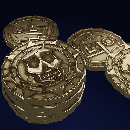 3D model The cursed gold coin PBR low-poly game ready VR / AR / low ...