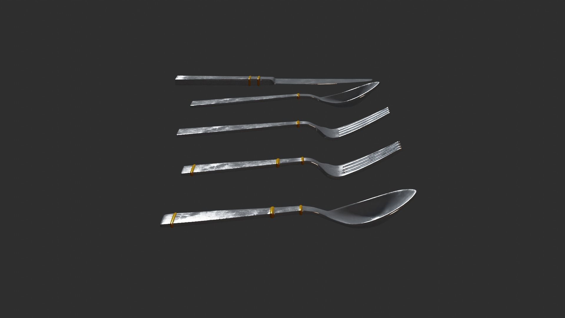 spoon set fork with handle 3D model | CGTrader