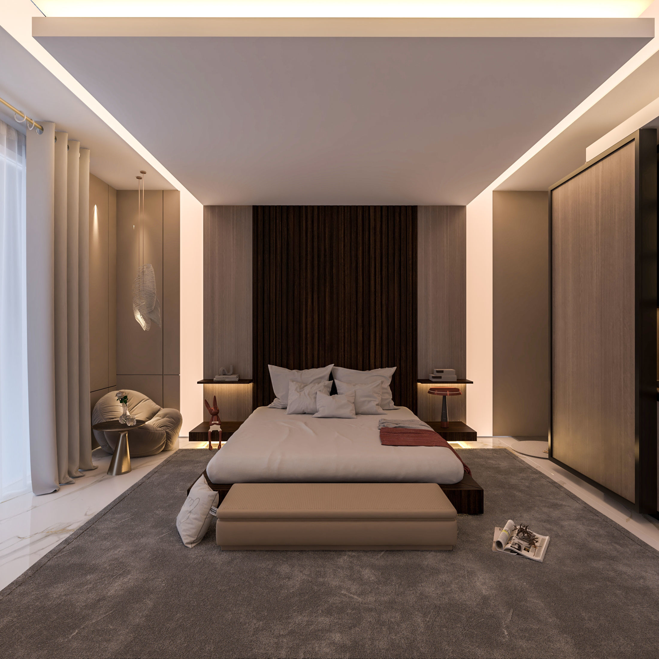 Bedroom interior scene 3D with Closets 3D model | CGTrader