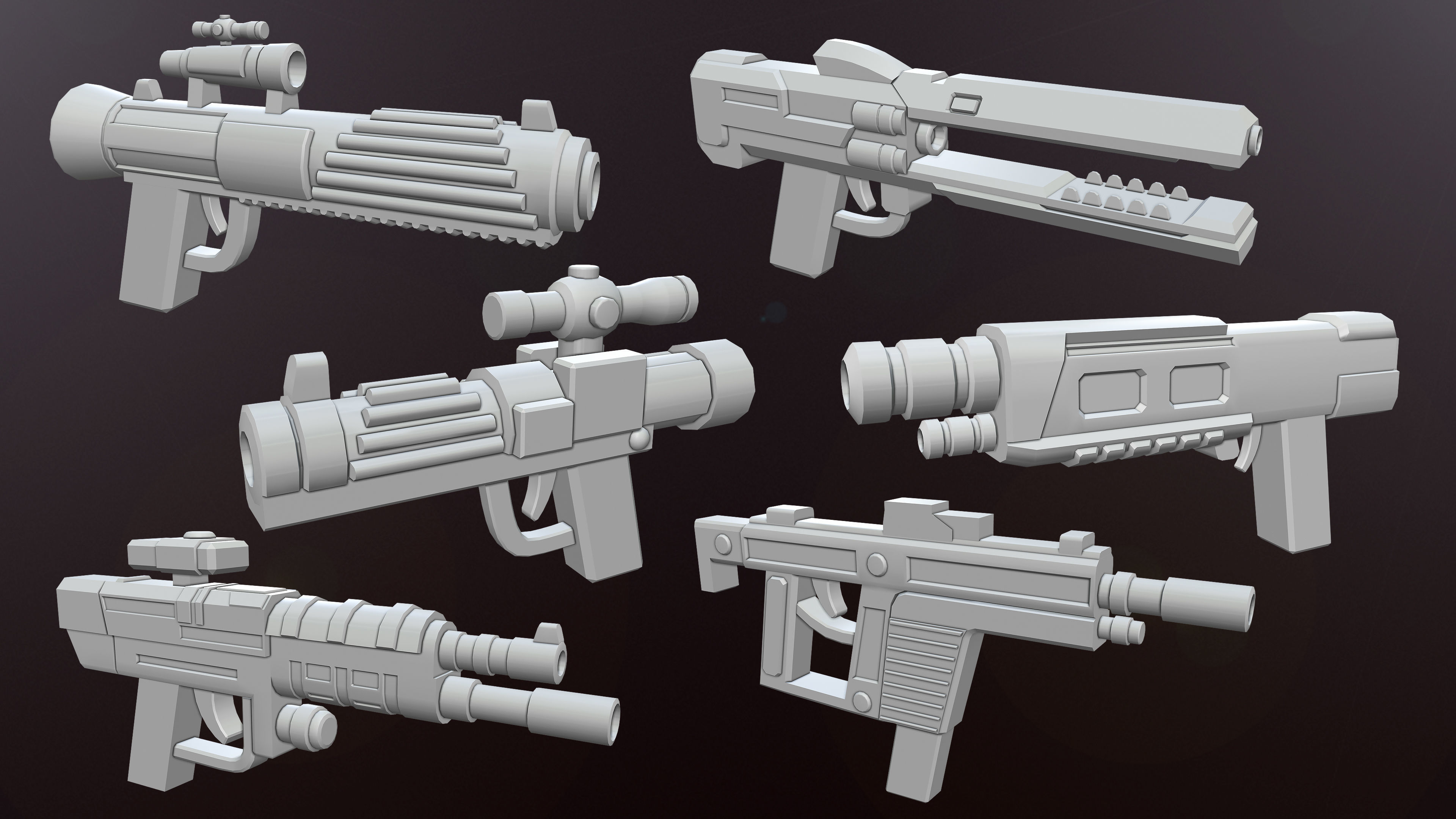 Sci-fi Gun Base meshes with uv 3D model | CGTrader