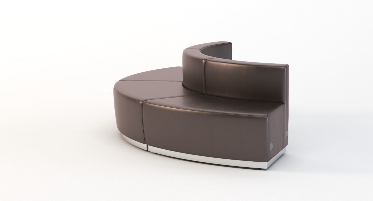 Krysten Round Modular Sectional Convex Bonded Leather Sofa 3D model ...