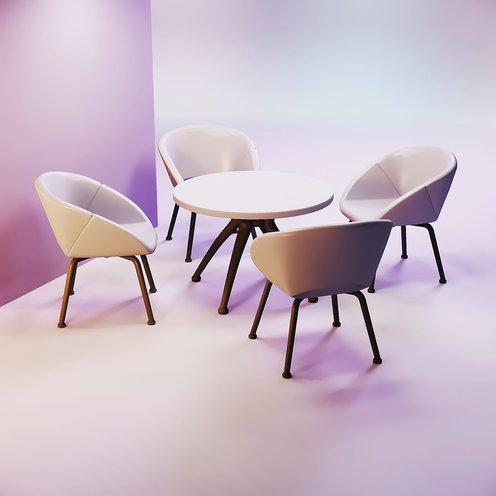 Doll table and chairs 3D model 3D printable | CGTrader