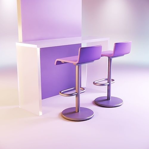 Bar chair and bar counter 3D model 3D printable | CGTrader