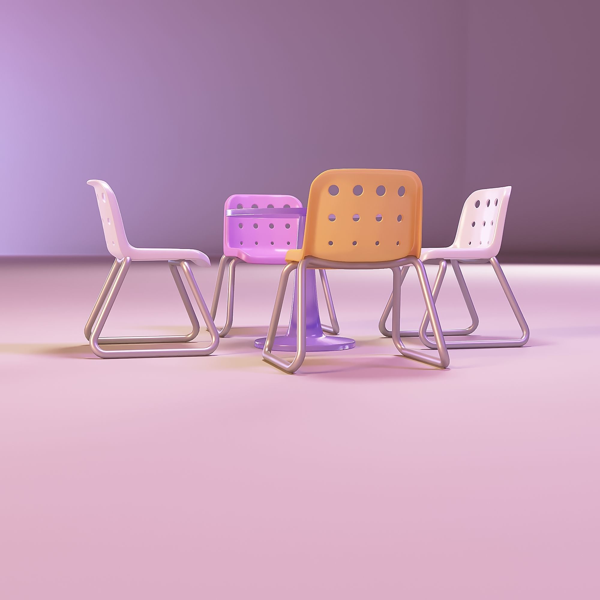 Doll table and chair 3D model 3D printable | CGTrader