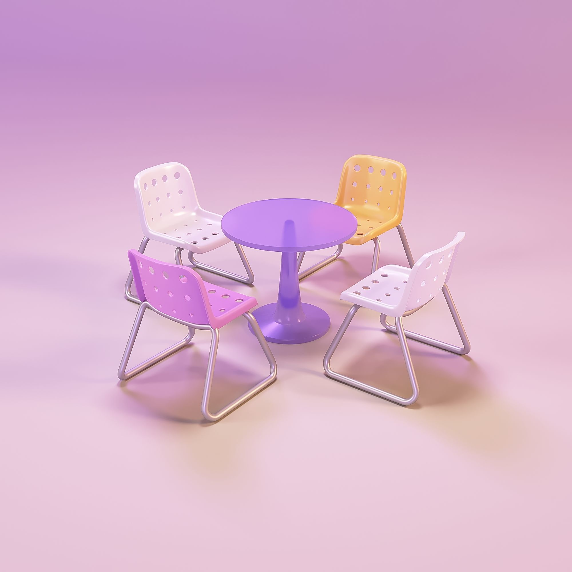 Doll table and chair 3D model 3D printable | CGTrader