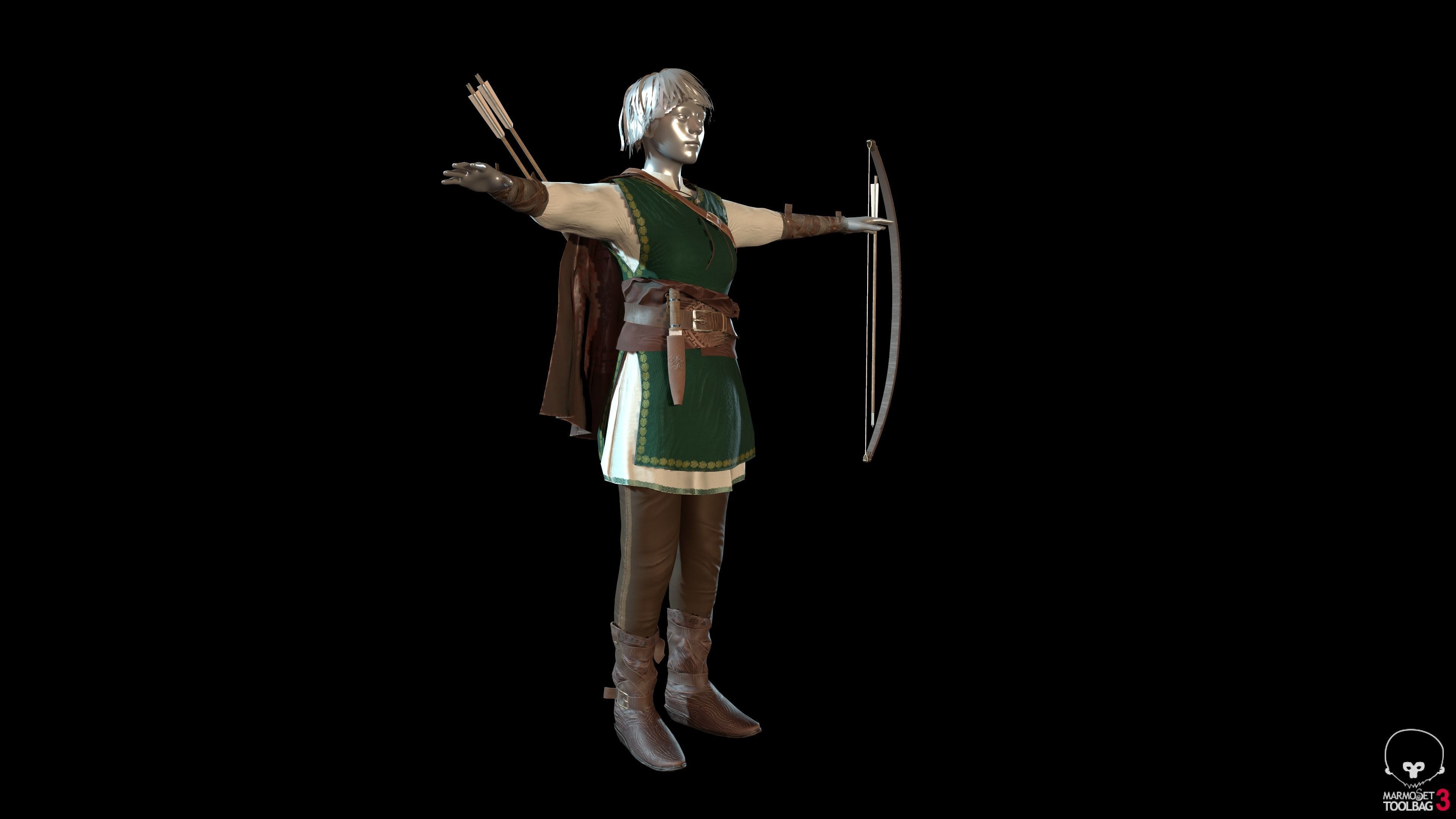 3D model Low Poly Realistic outfit of Archer Women VR / AR / low-poly ...