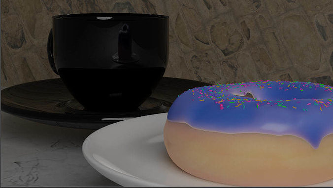 Simple donut with cup 3D model animated | CGTrader