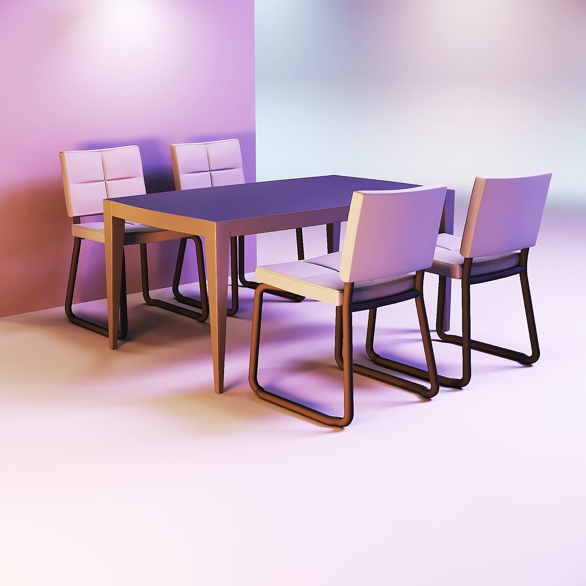 Barbie table and chairs 3D model 3D printable | CGTrader