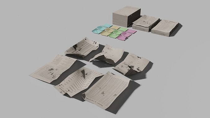 3D model papers - low poly pieces of paper VR / AR / low-poly | CGTrader