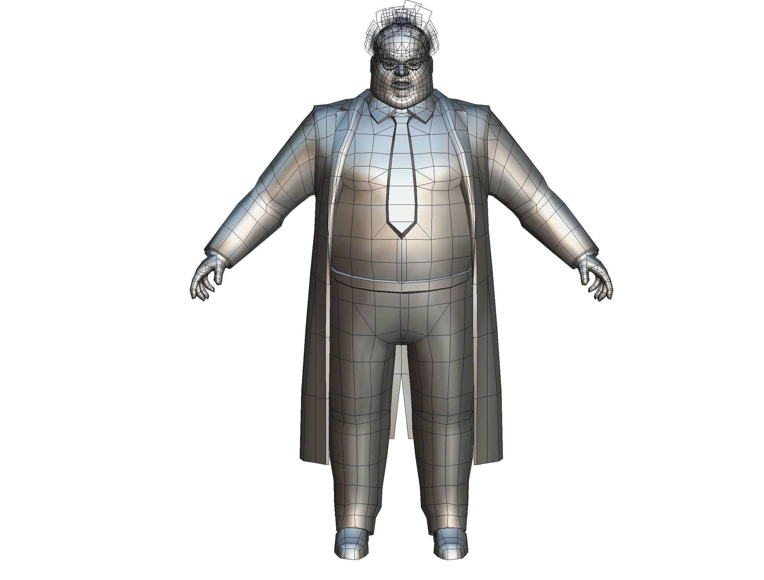 3D model a disheveled fat old man in a chemistry coat VR / AR / low ...