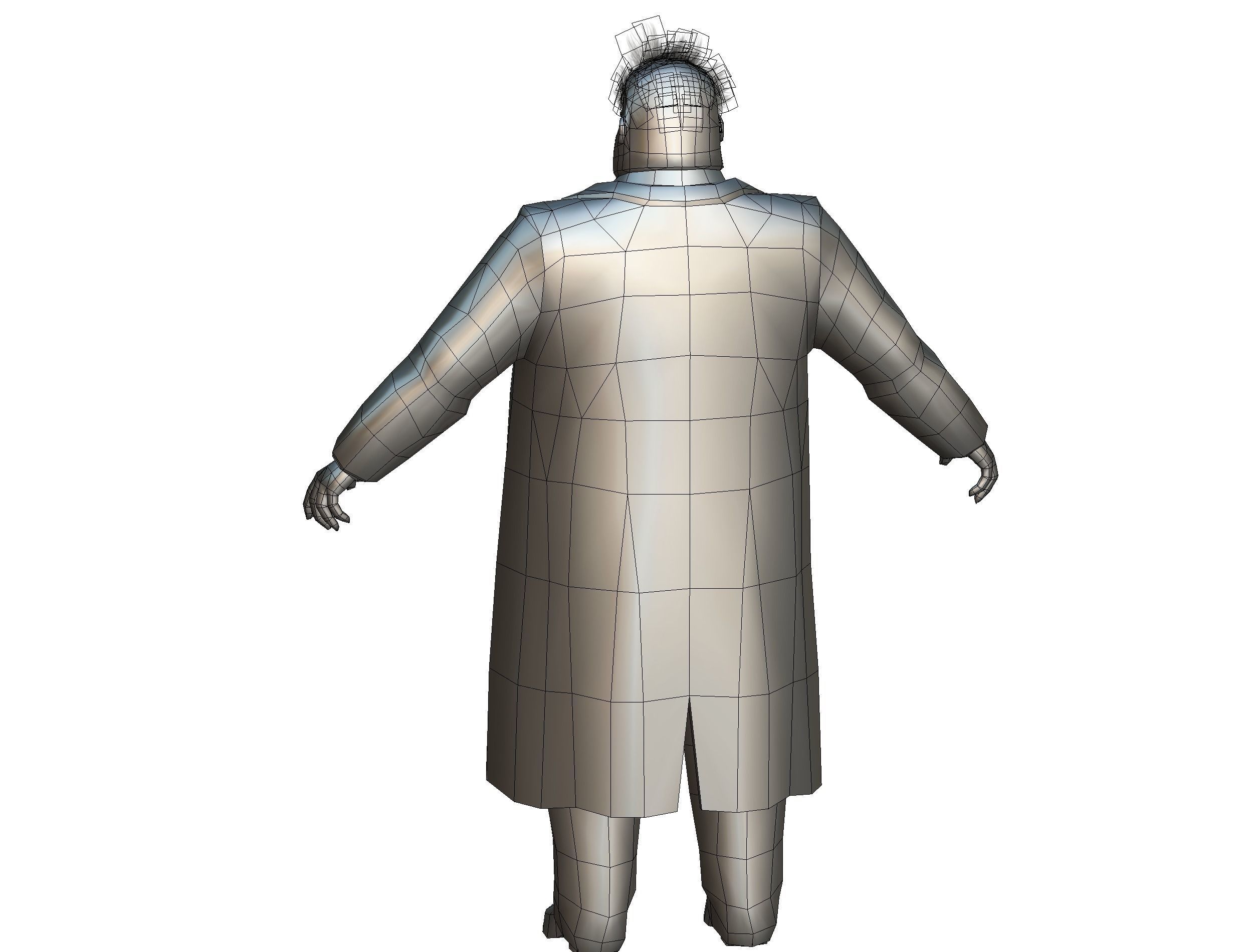 3D model a disheveled fat old man in a chemistry coat VR / AR / low ...