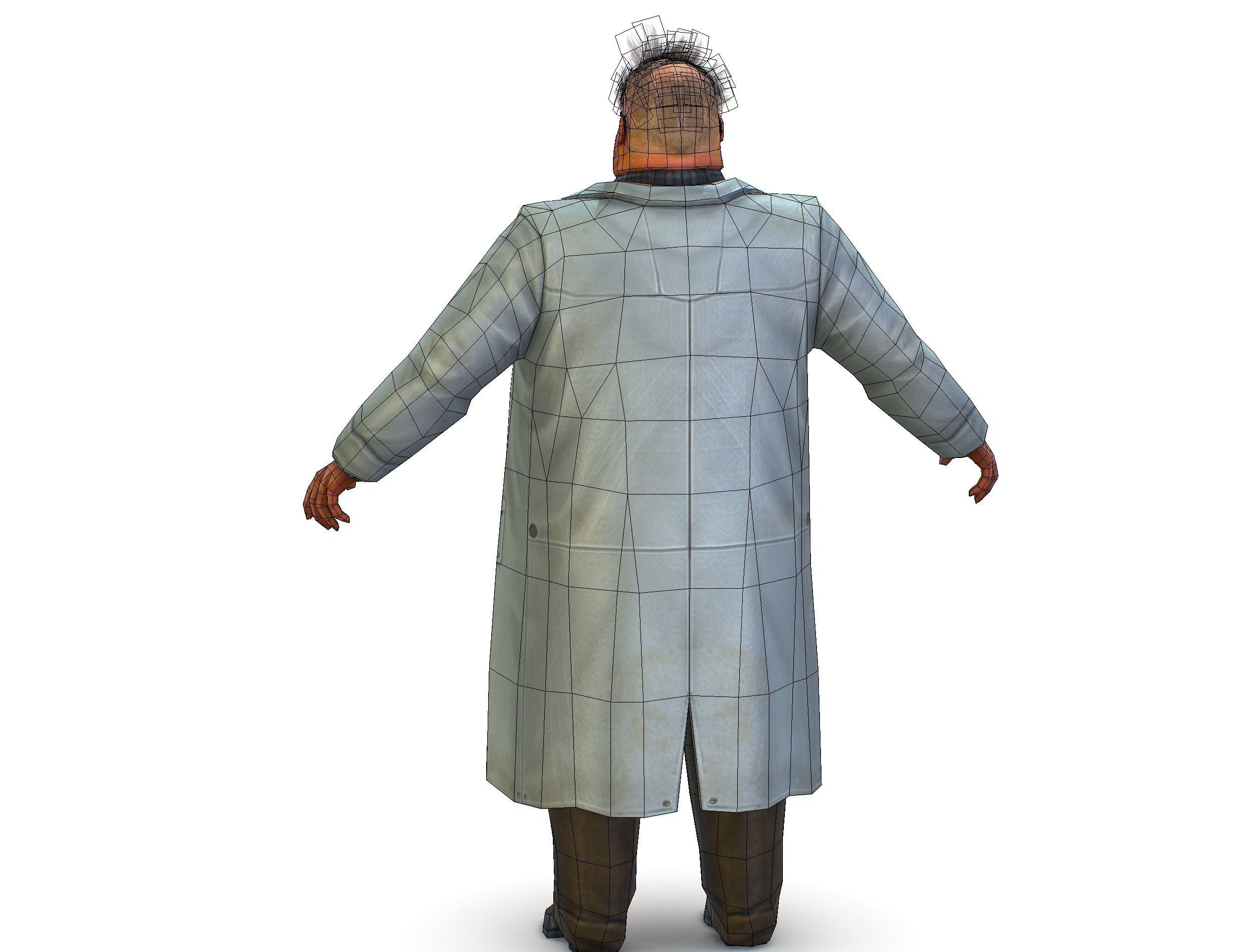 3D model a disheveled fat old man in a chemistry coat VR / AR / low ...
