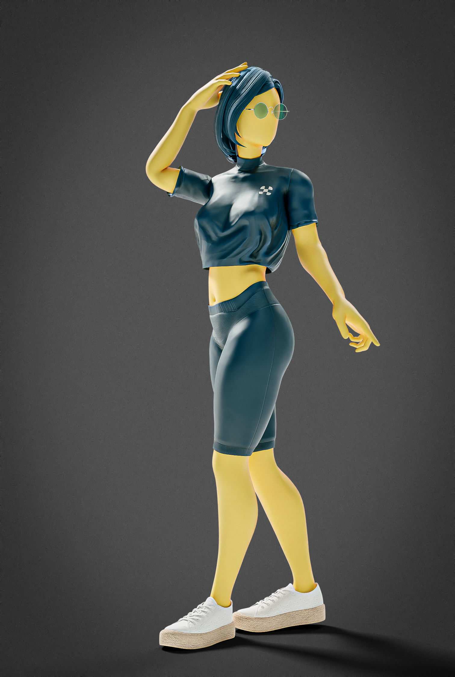 3D model Stylized motion design female character VR / AR / low-poly ...