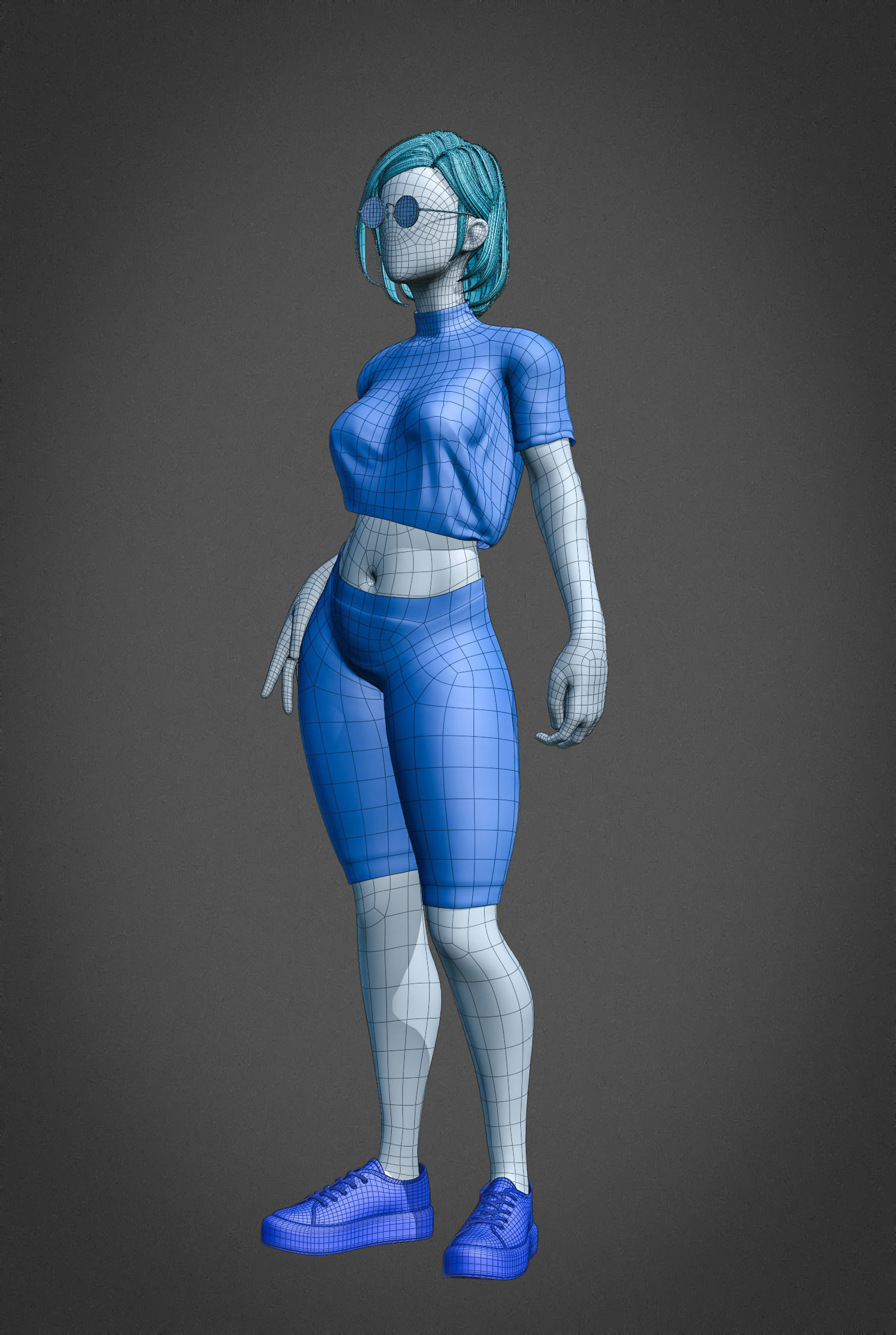 3D model Stylized motion design female character VR / AR / low-poly ...